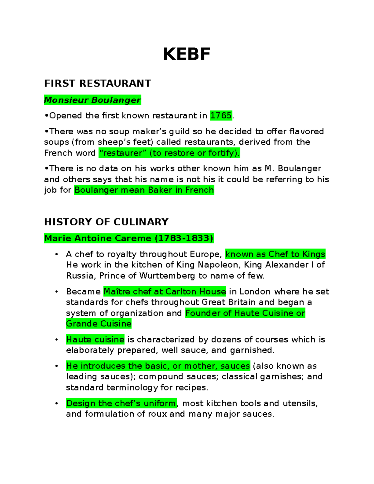 Kebf - kebf - KEBF FIRST RESTAURANT Monsieur Boulanger •Opened the ...