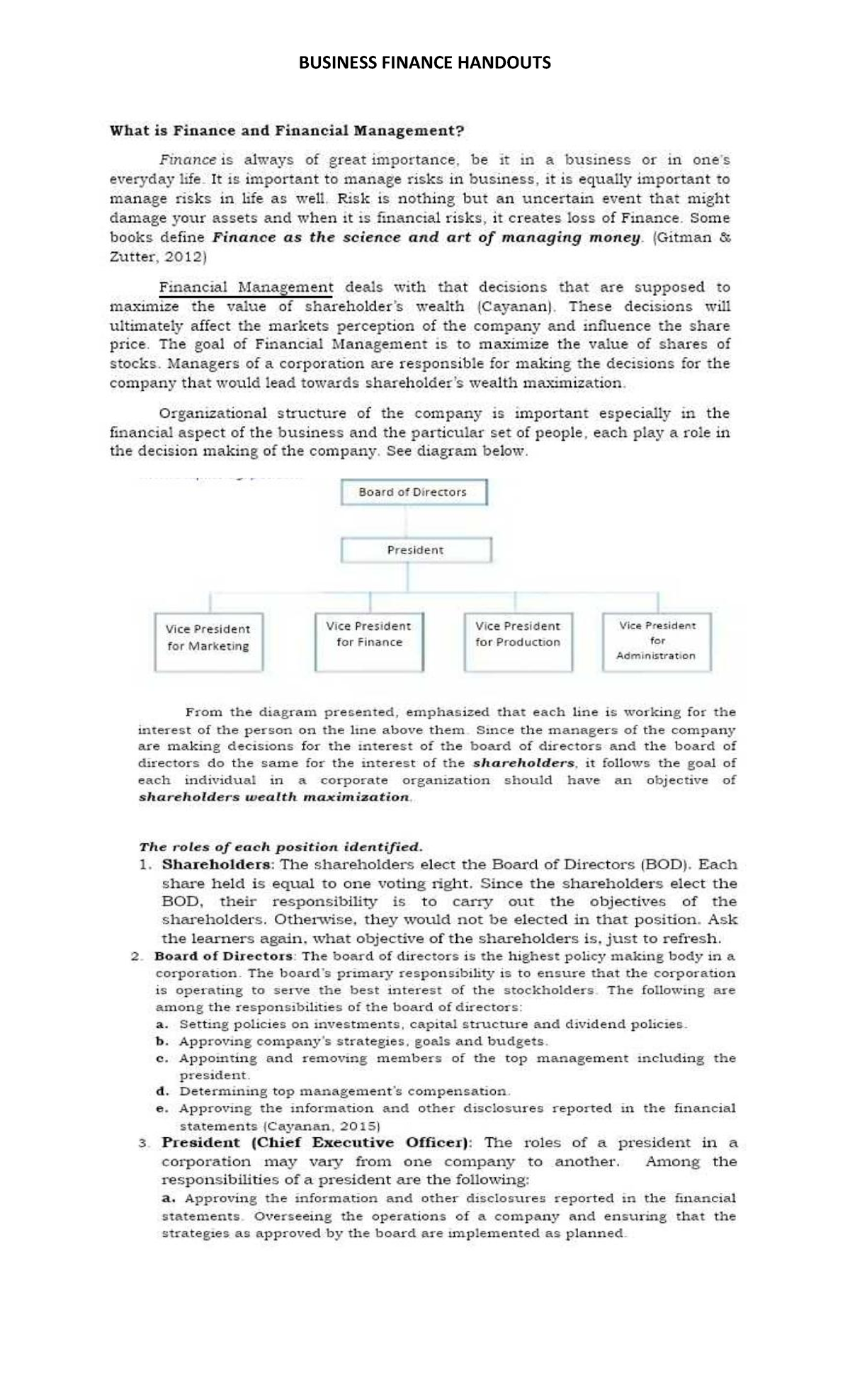 Business- Finance- Handouts - Accountancy and Business Management ...