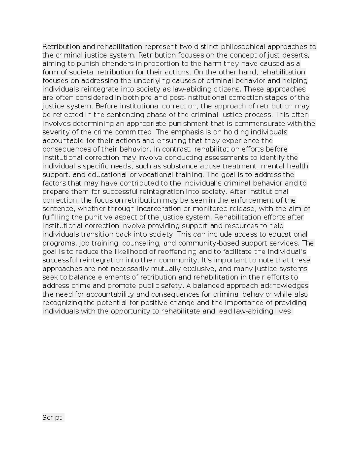 Correction Sharing Is Caring Retribution And Rehabilitation Represent Two Distinct