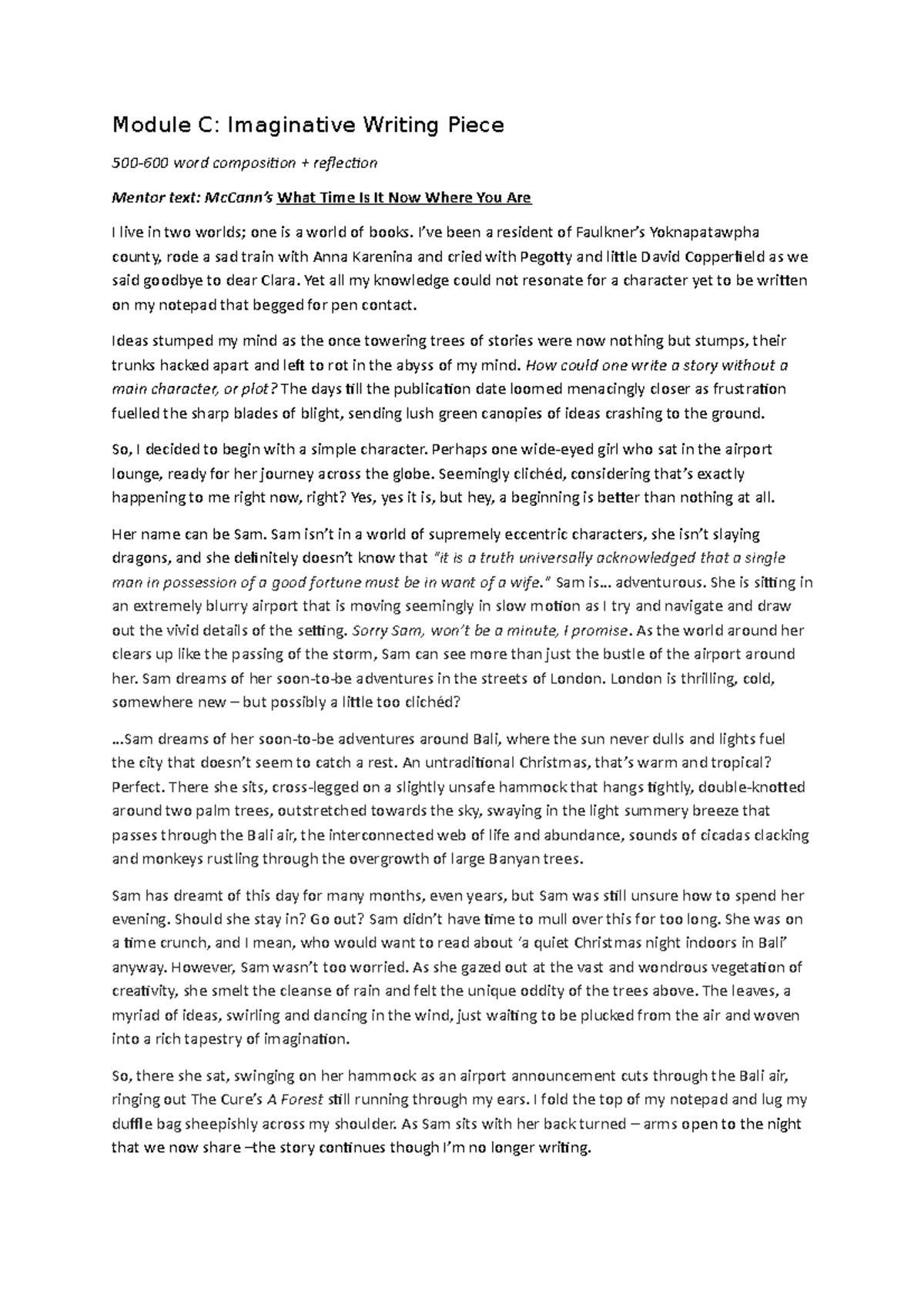 Module C Imaginative Writing Practice - Module C: Imaginative Writing ...