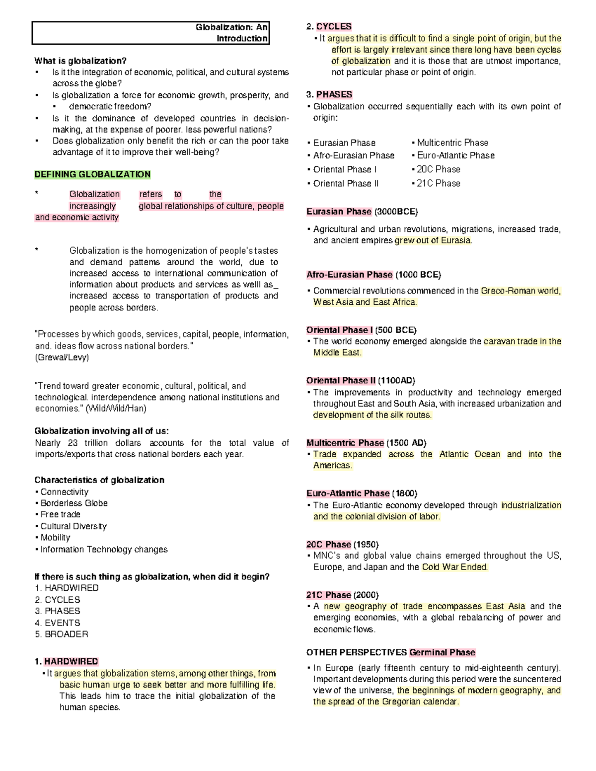 ALL Notes-FTB - Globalization: An Introduction What is globalization ...