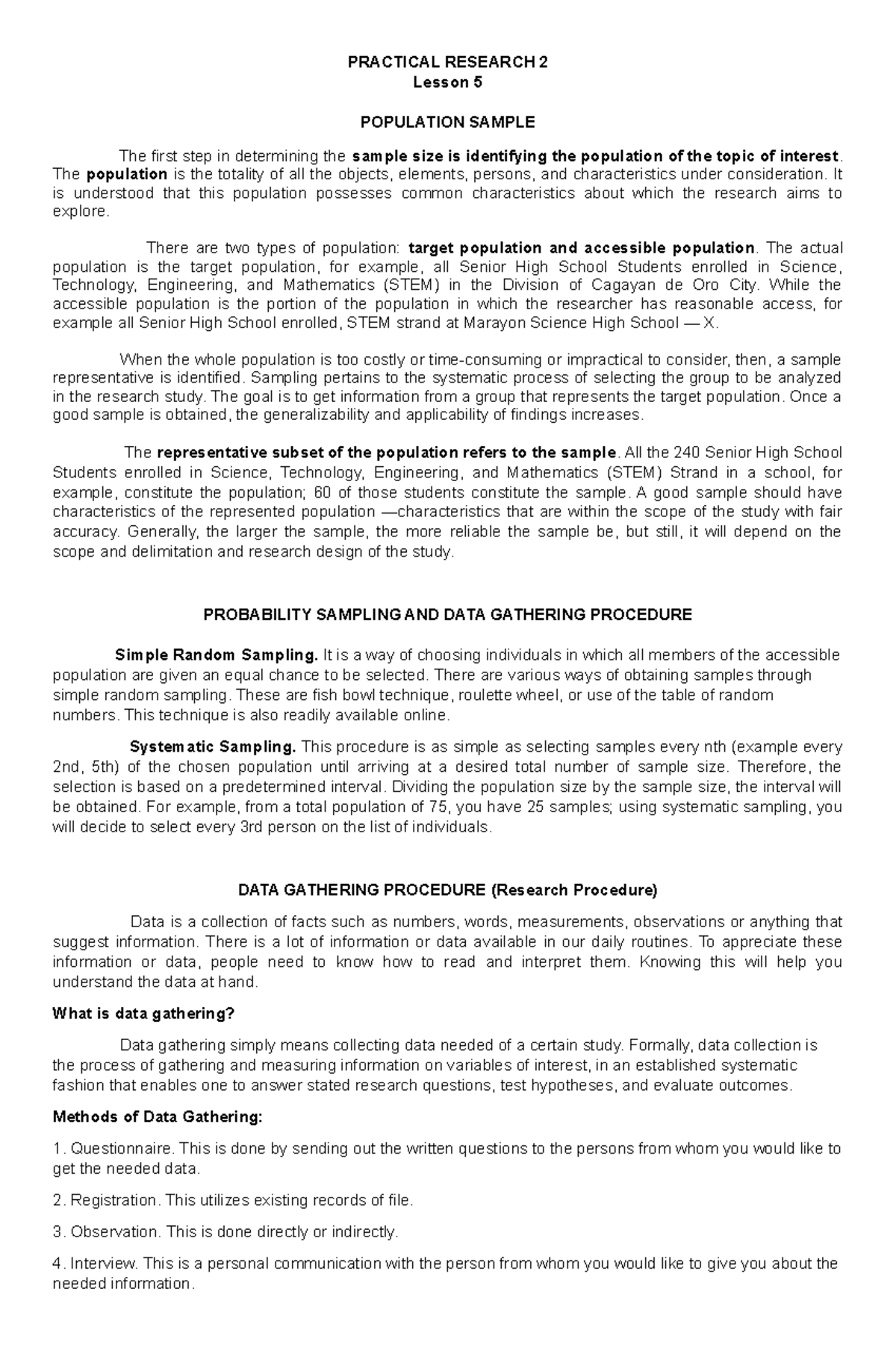Practical Research Quarter 2 - Lesson 5 - PRACTICAL RESEARCH 2 Lesson 5 ...
