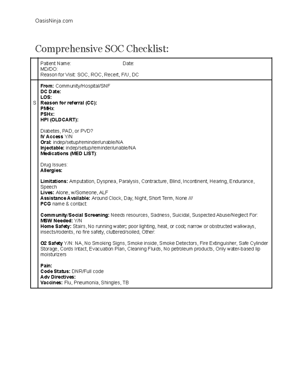 Oasis Ninja Comprehensive SOC Checklist - OasisNinja Comprehensive SOC ...