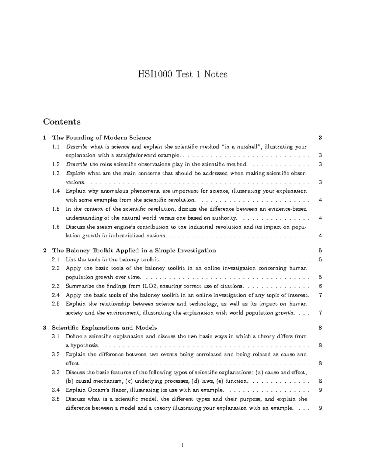 Test 1 Notes - HSI1000 Test 1 Notes Contents 1 The Founding of Modern ...