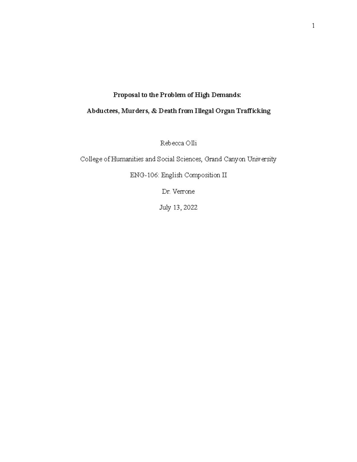 Proposal Essay First Draft RO - Proposal to the Problem of High Demands ...