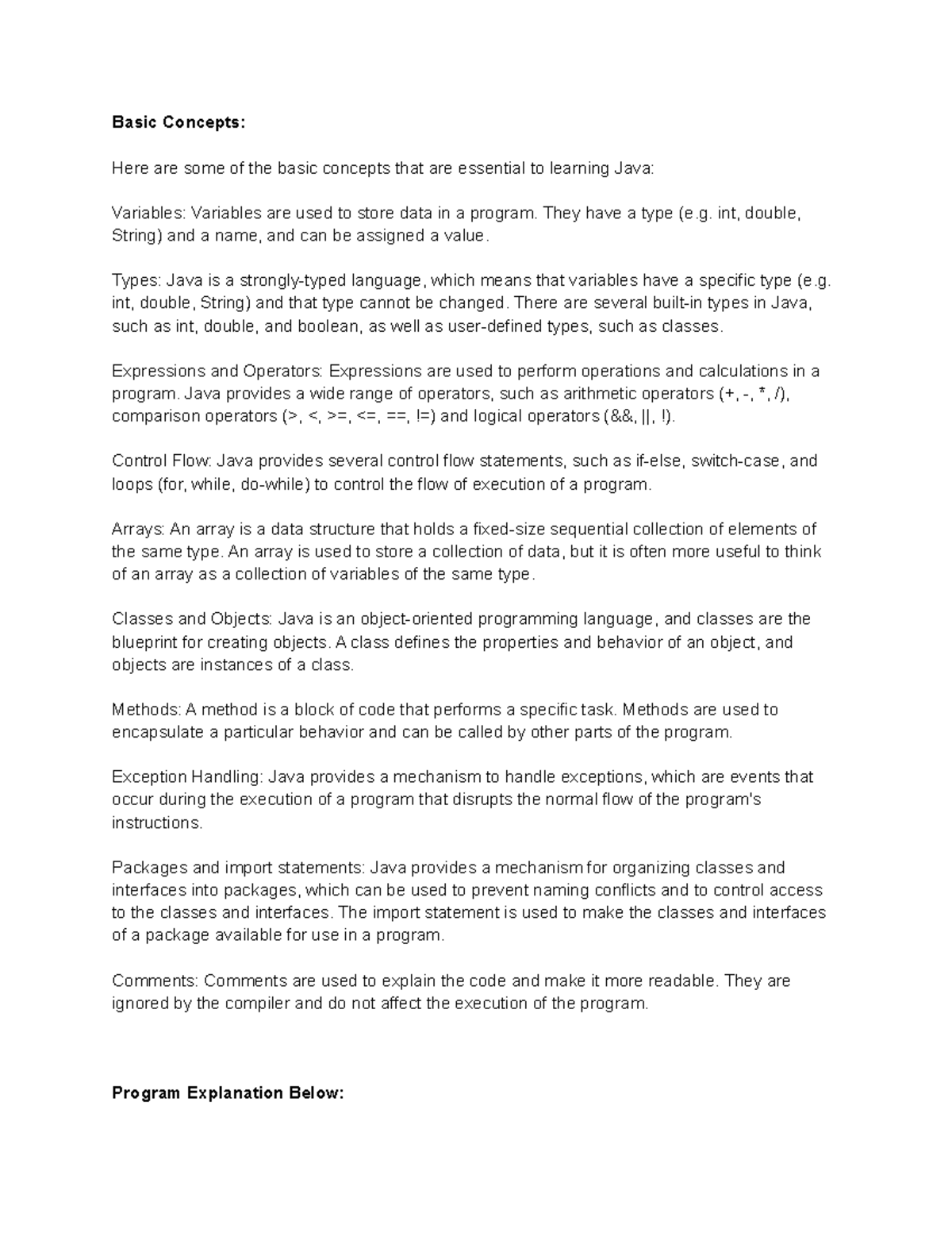 Cs 180 Java Basics Cheatsheet Basic Concepts Here Are Some Of The