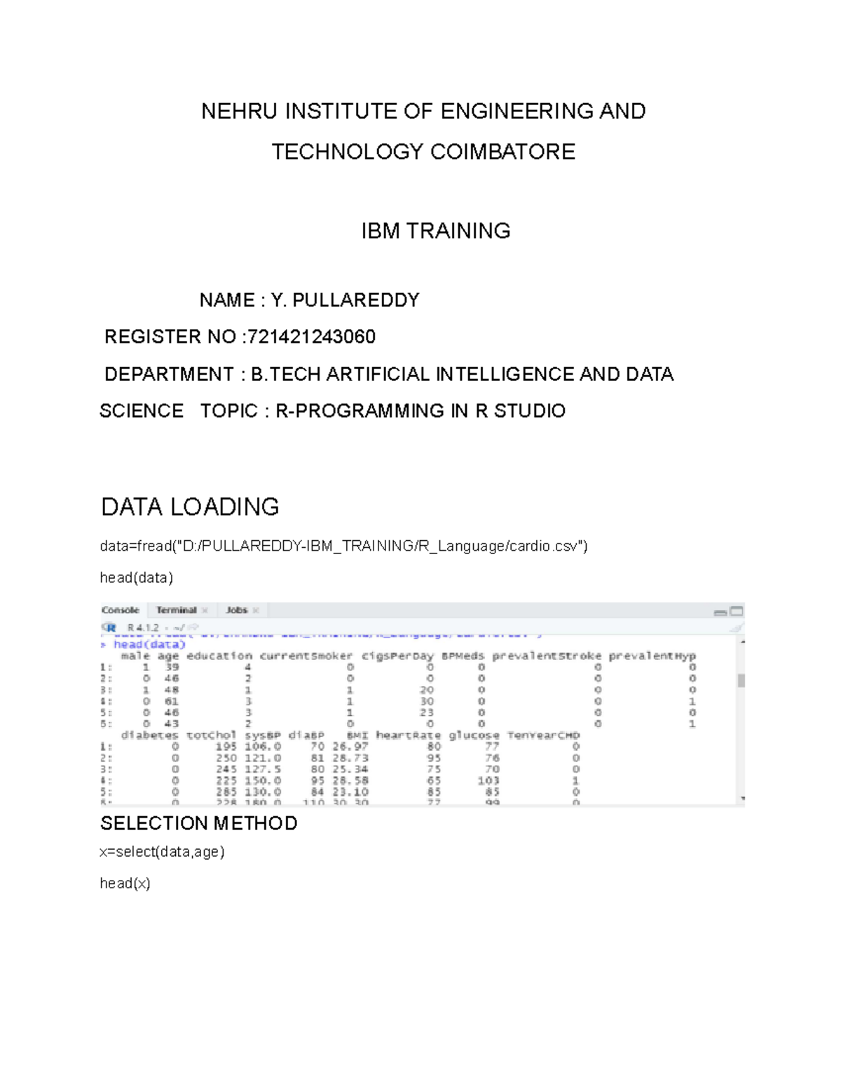 Chandru R Programming - NEHRU INSTITUTE OF ENGINEERING AND TECHNOLOGY ...