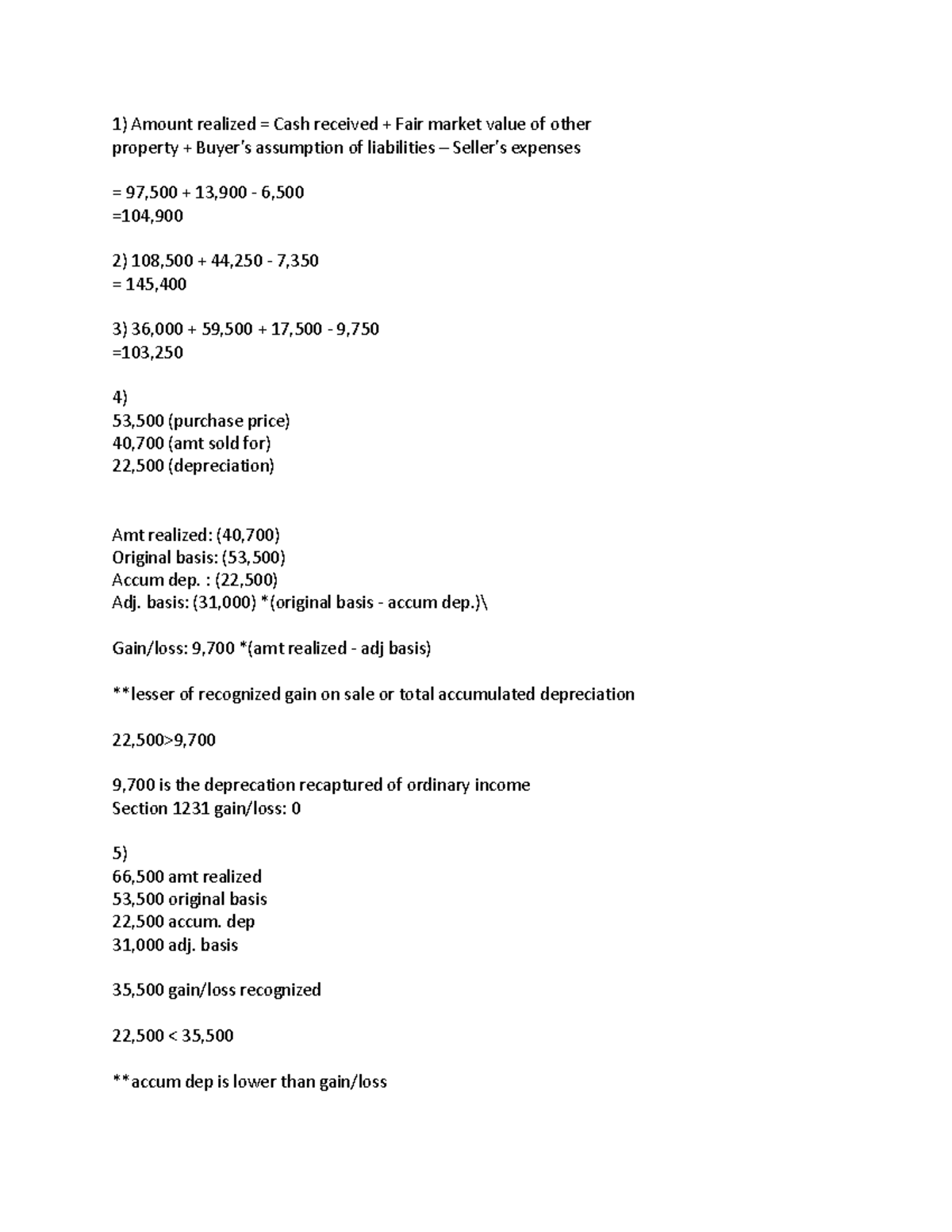 ACTG 445 - Chapter 11 HW - Homework Assignments - Amount realized ...
