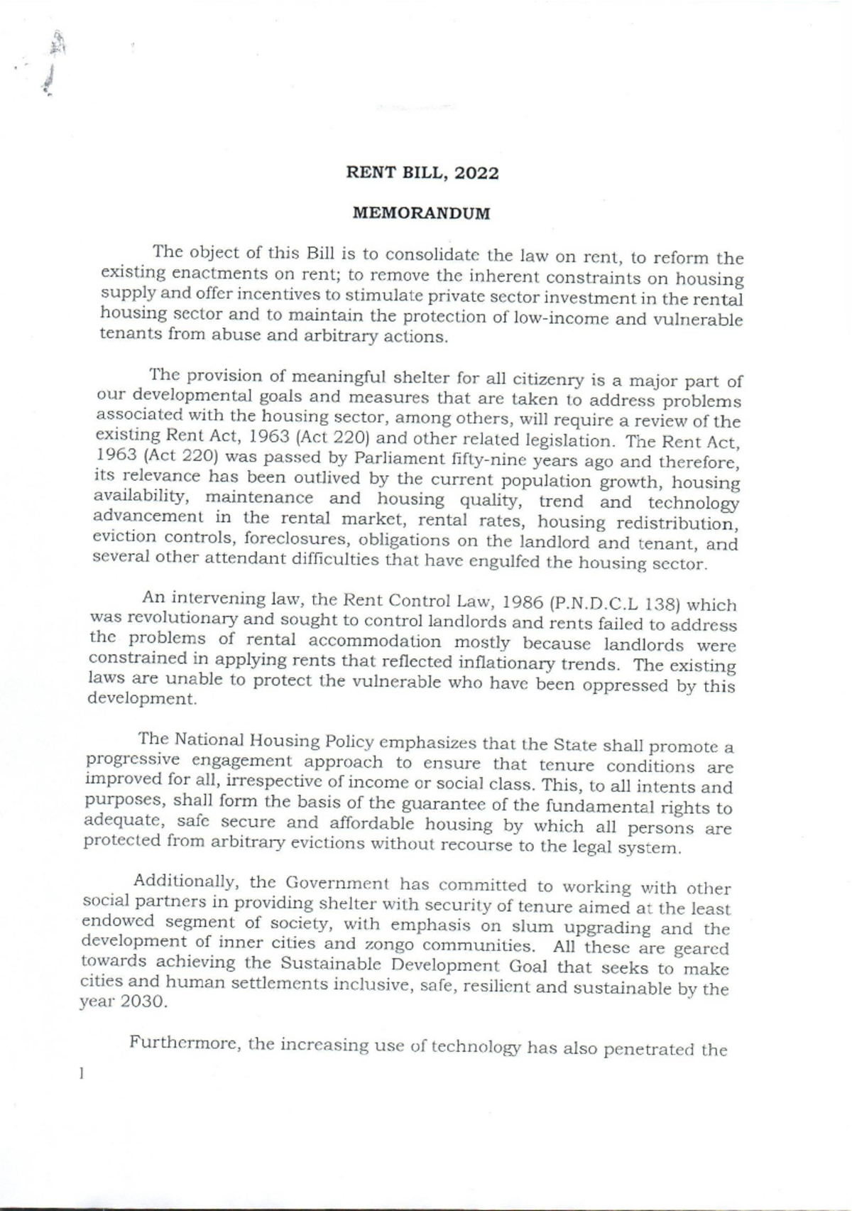 RENT BILL 2022 - Rent Bill - Conveyancing and Drafting - Studocu