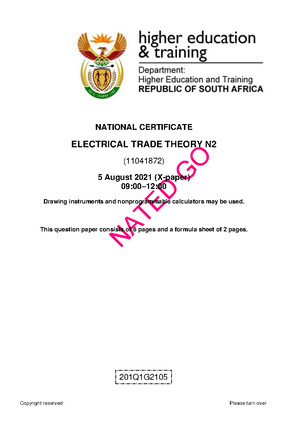 2021 August 5 Electrical Trade Theory N2 MEMO - NATED GO NATIONAL ...