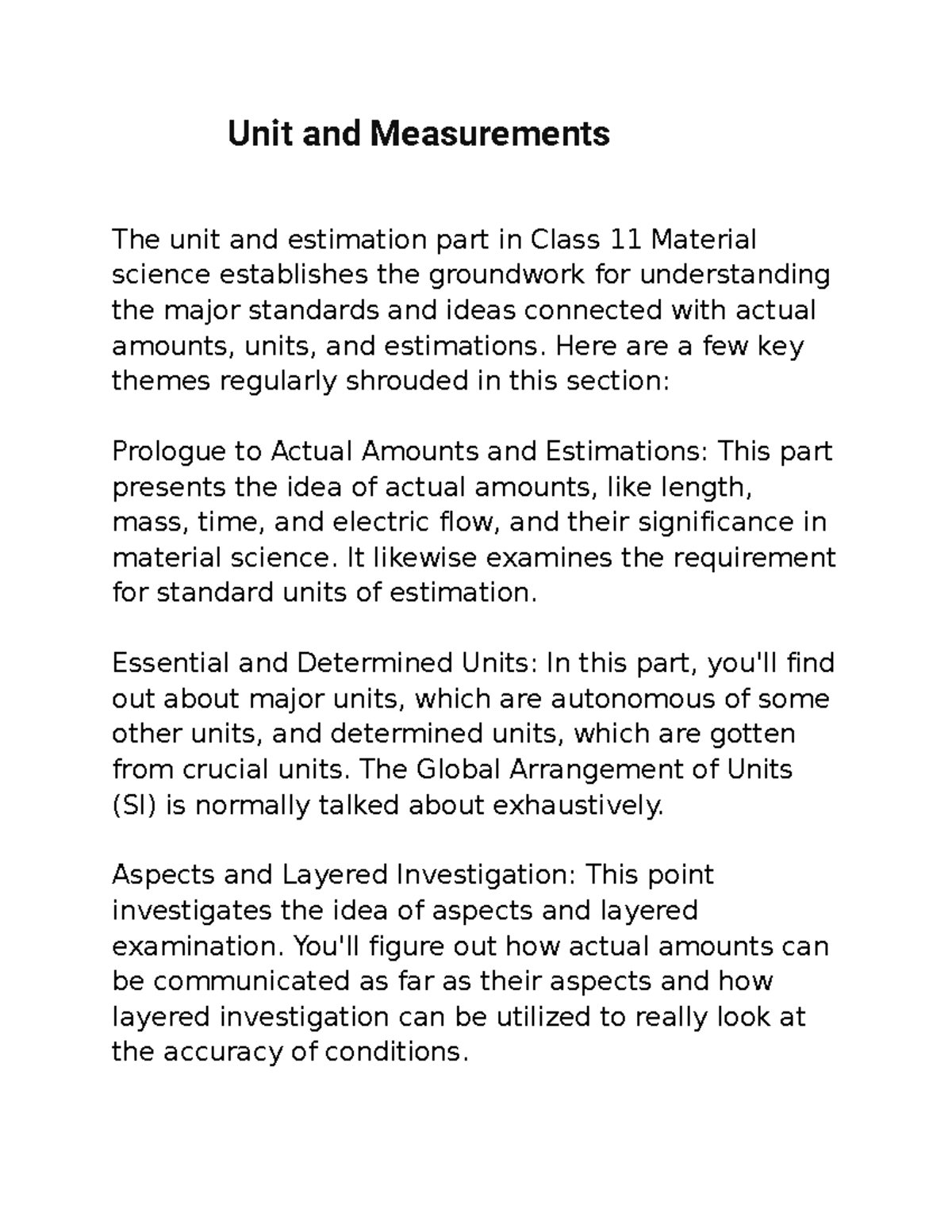 Class 11 Physics Unit and Measurements notes - Veterinary physiology ...
