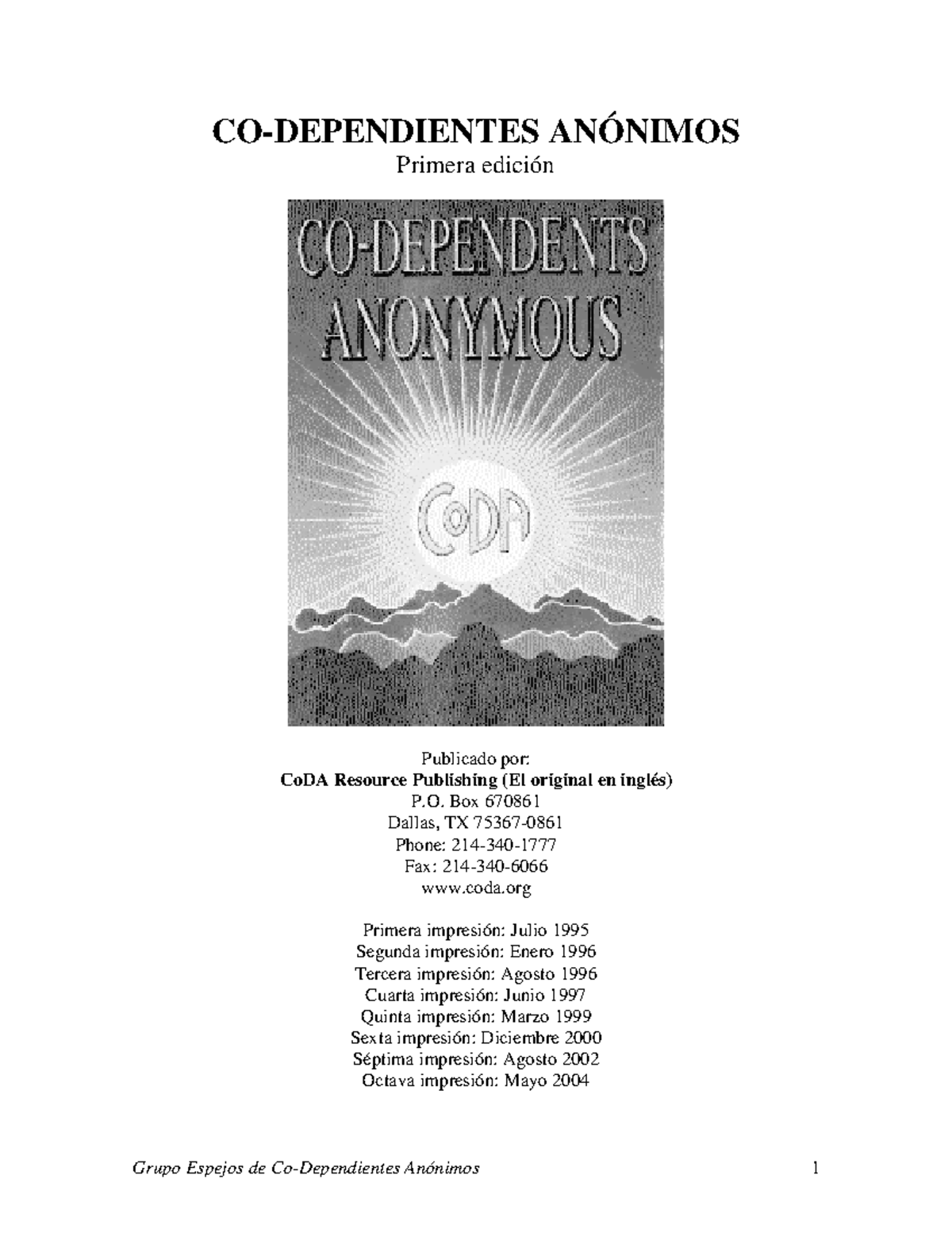 Libro azul de coda 12 pasos extendido edicion completa mexicana - CO ...