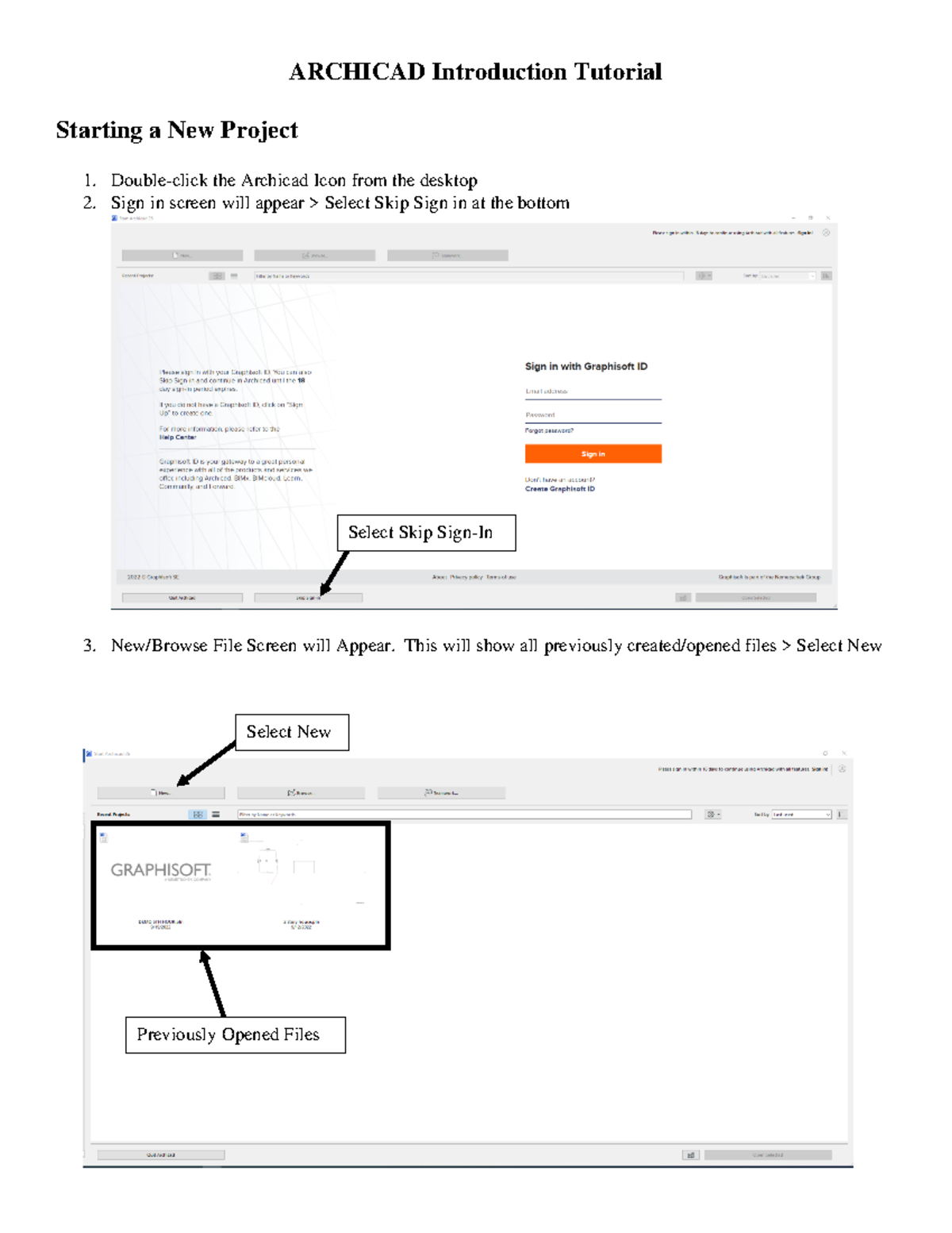 Archicad tutorial - ARCHICAD Introduction Tutorial Starting a New Project Double-click the ...