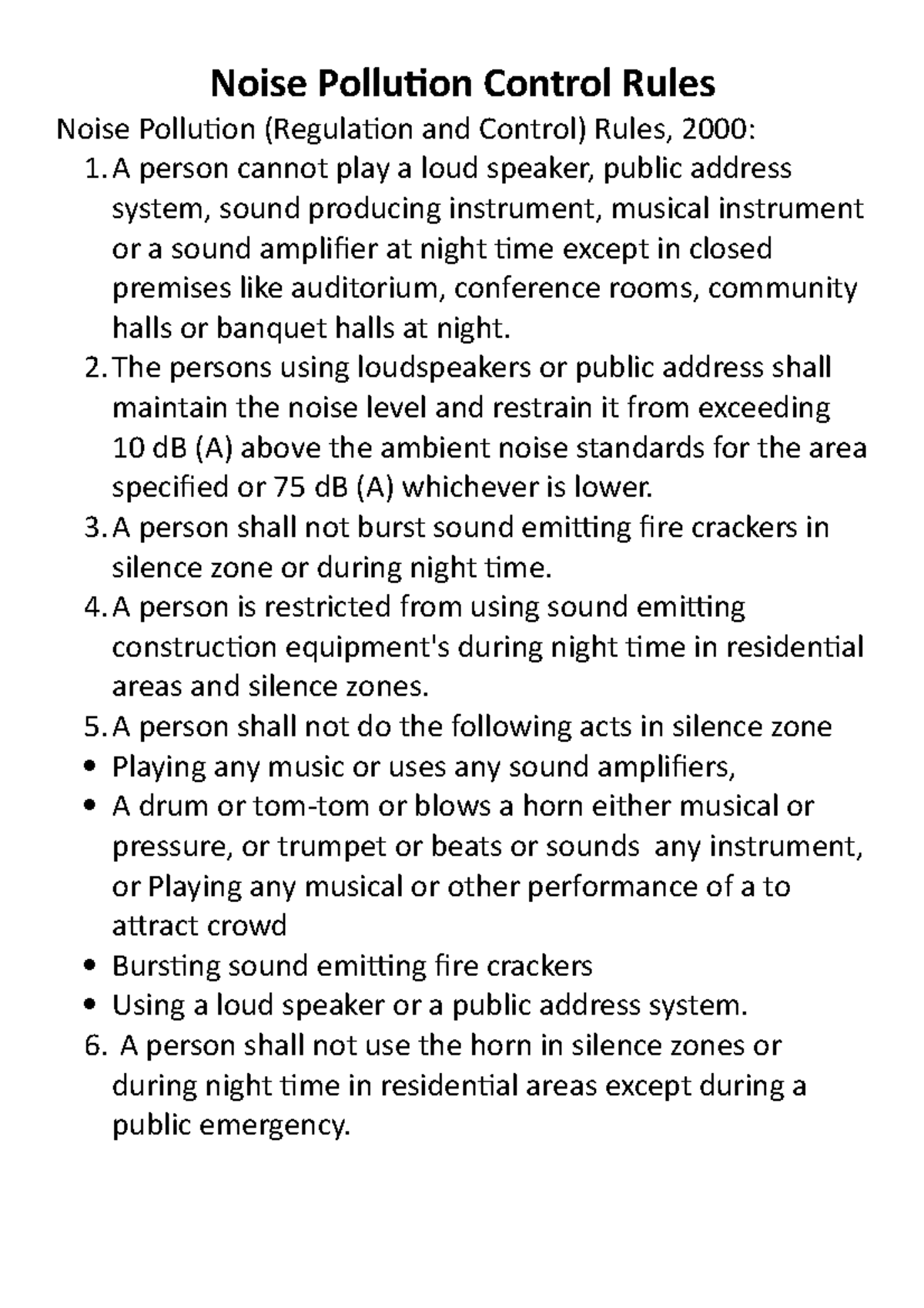 Noise pollution control rules - Noise Pollution Control Rules Noise ...