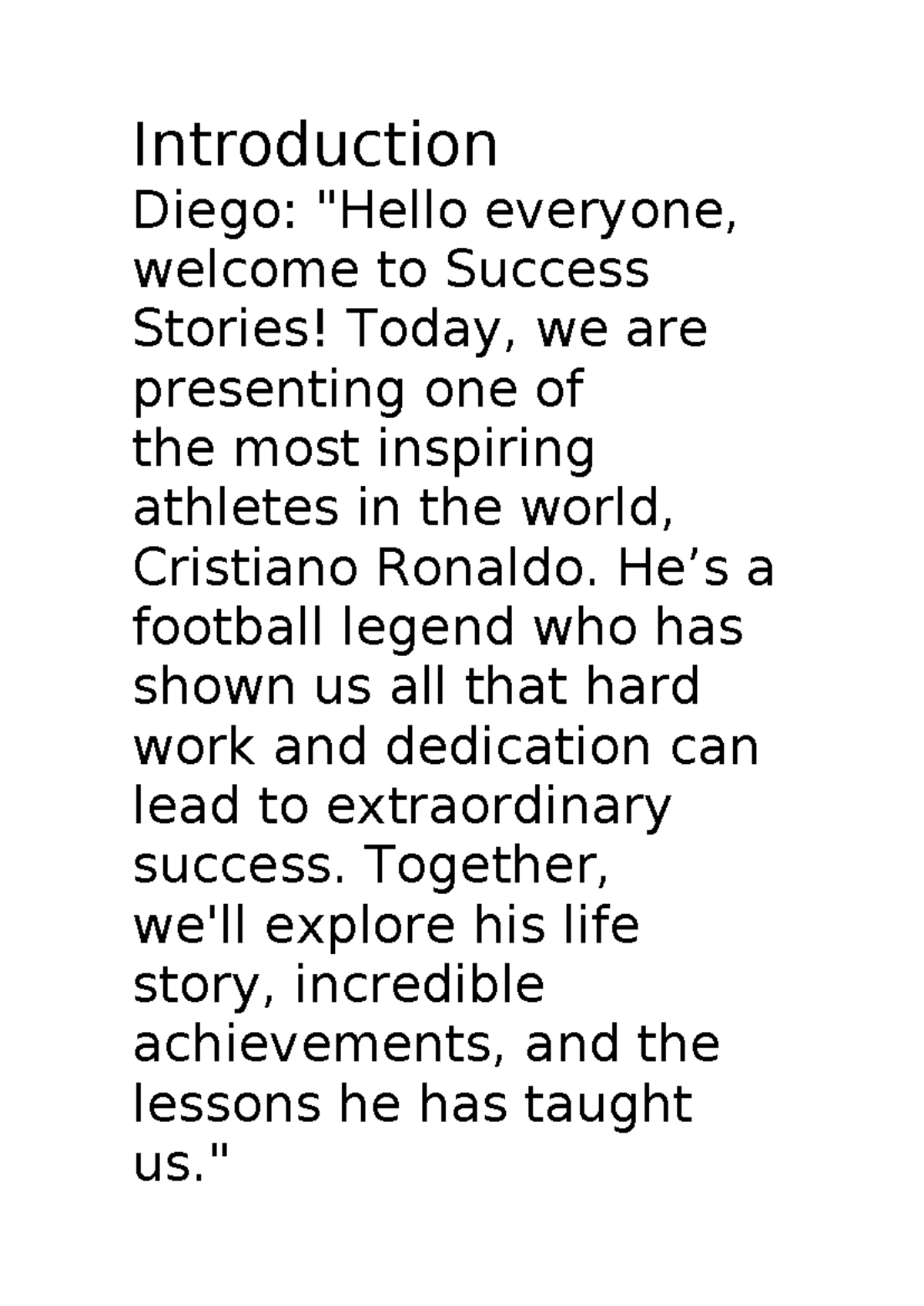 Dialogo Ingles 4 - SASASASA - Introduction Diego: "Hello everyone ...