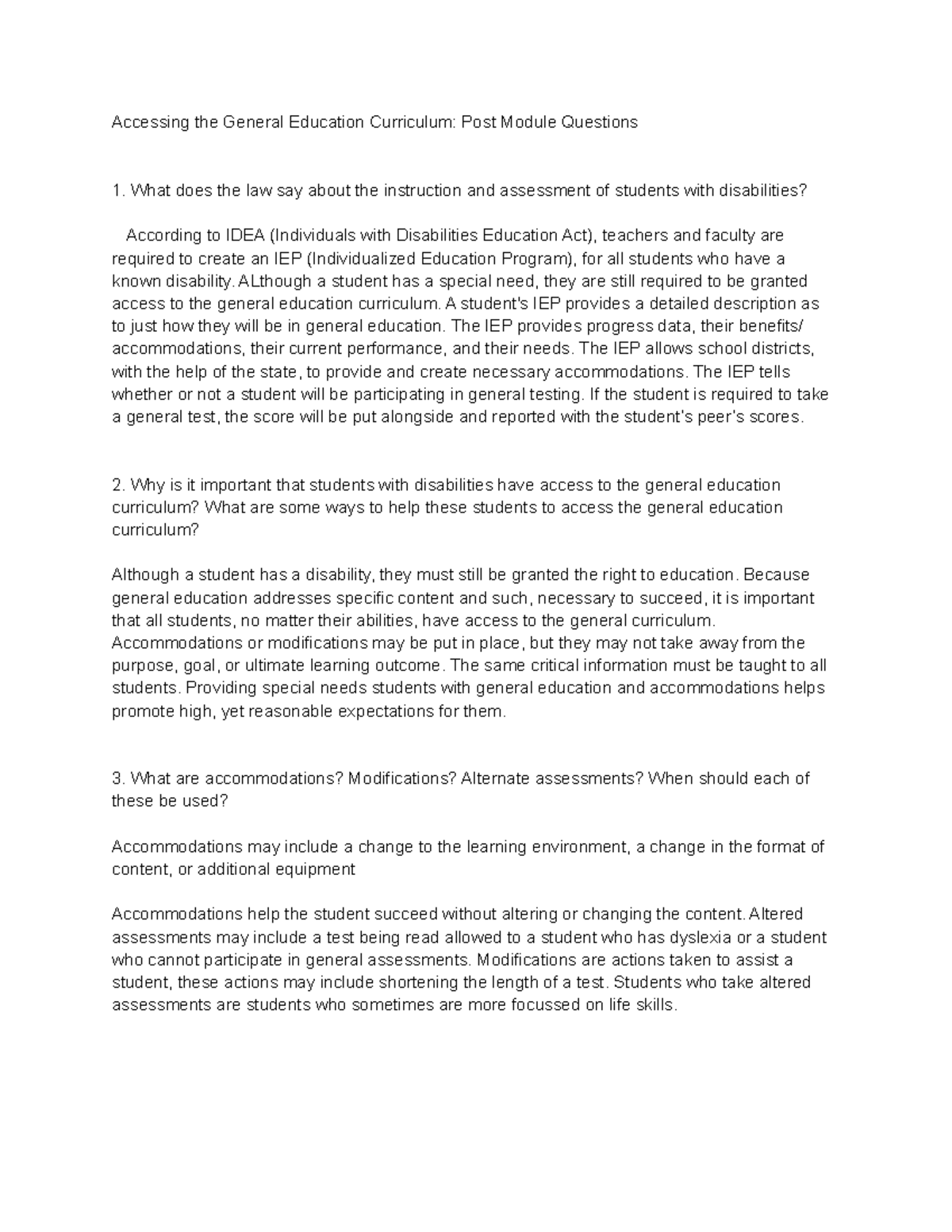 Accessing the General Education Curriculum - ALthough a student has a ...