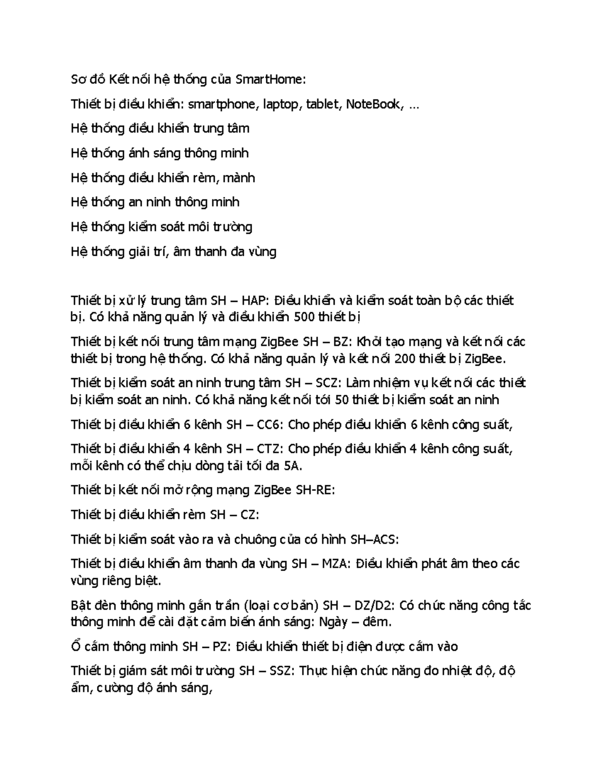 Sơ đồ Kết nối hệ thống của Smart Home - S đ K t n i h th ng c a SmartHome:ơ ồ ế ố ệ ố ủ Thi t b ...