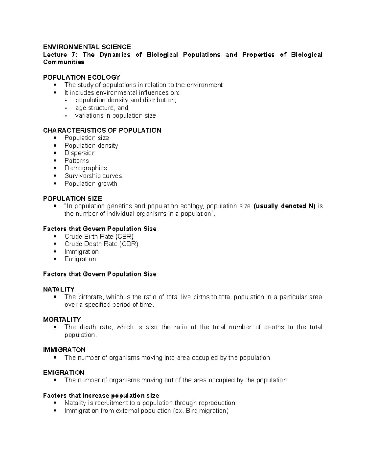 GEE1-Lesson 7 - Environmental Science - ENVIRONMENTAL SCIENCE Lecture 7 ...
