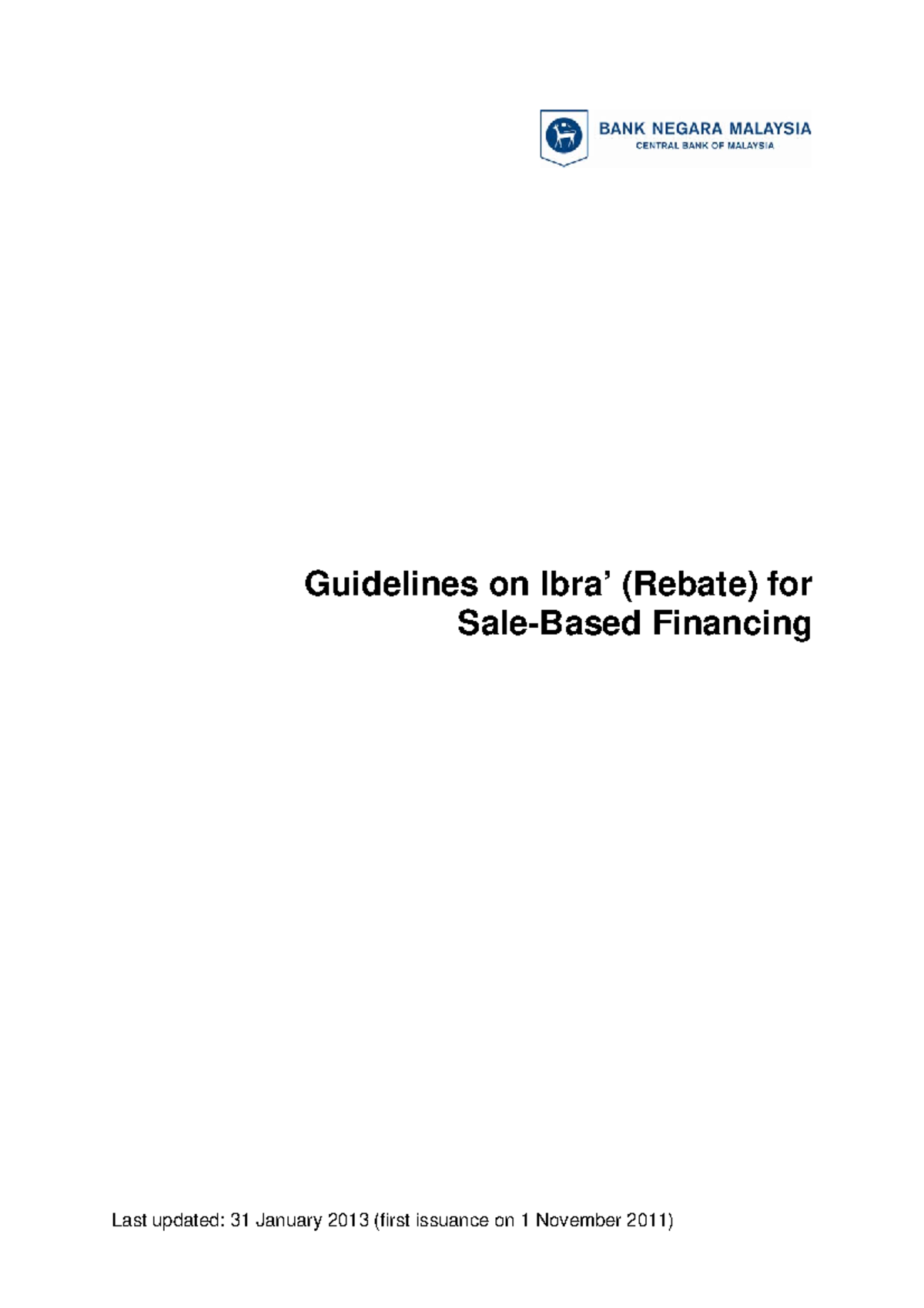 Guidelines on Ibra' for Sale-Based Financing - Guidelines on Ibra ...