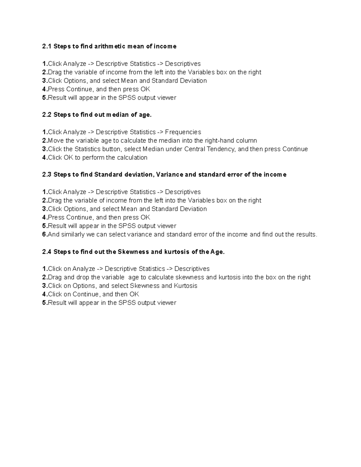 Worksheet 2 - Steps to perform actions in spss - 2 Steps to find ...