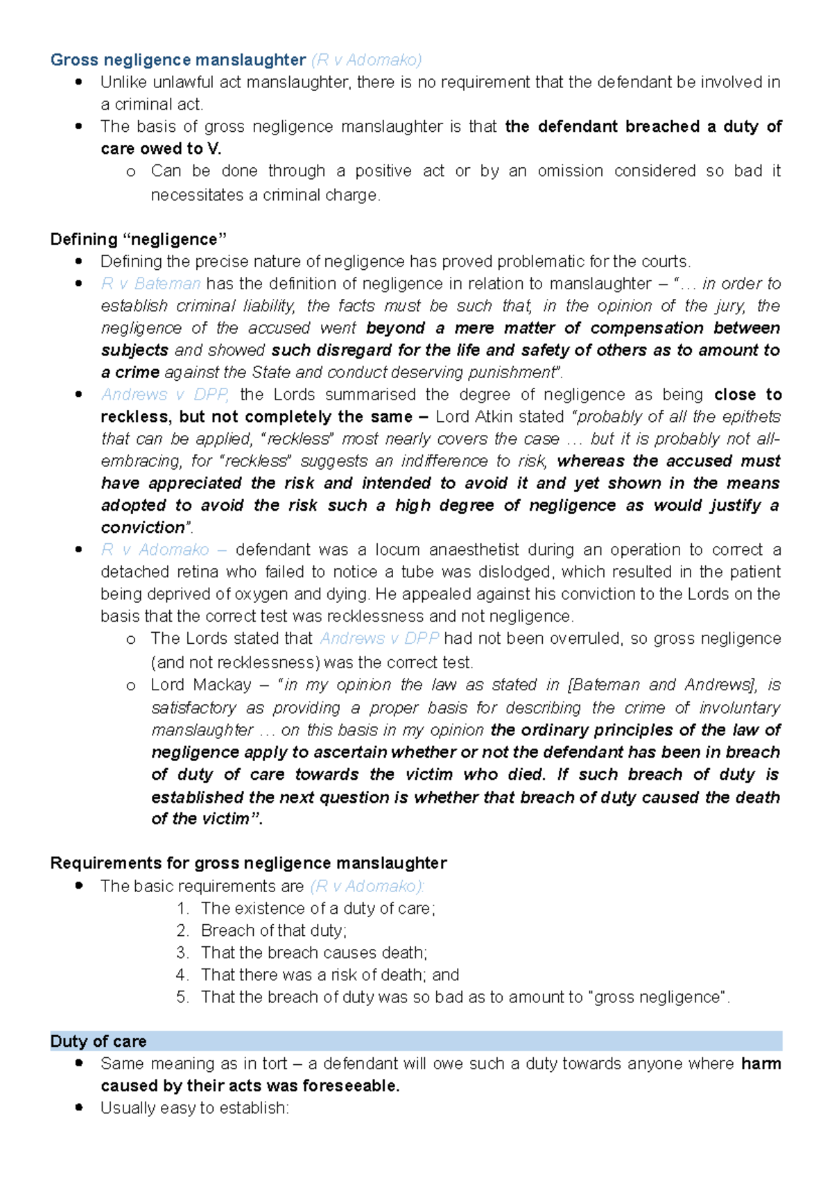 Gross negligence manslaughter - The basis of gross negligence ...