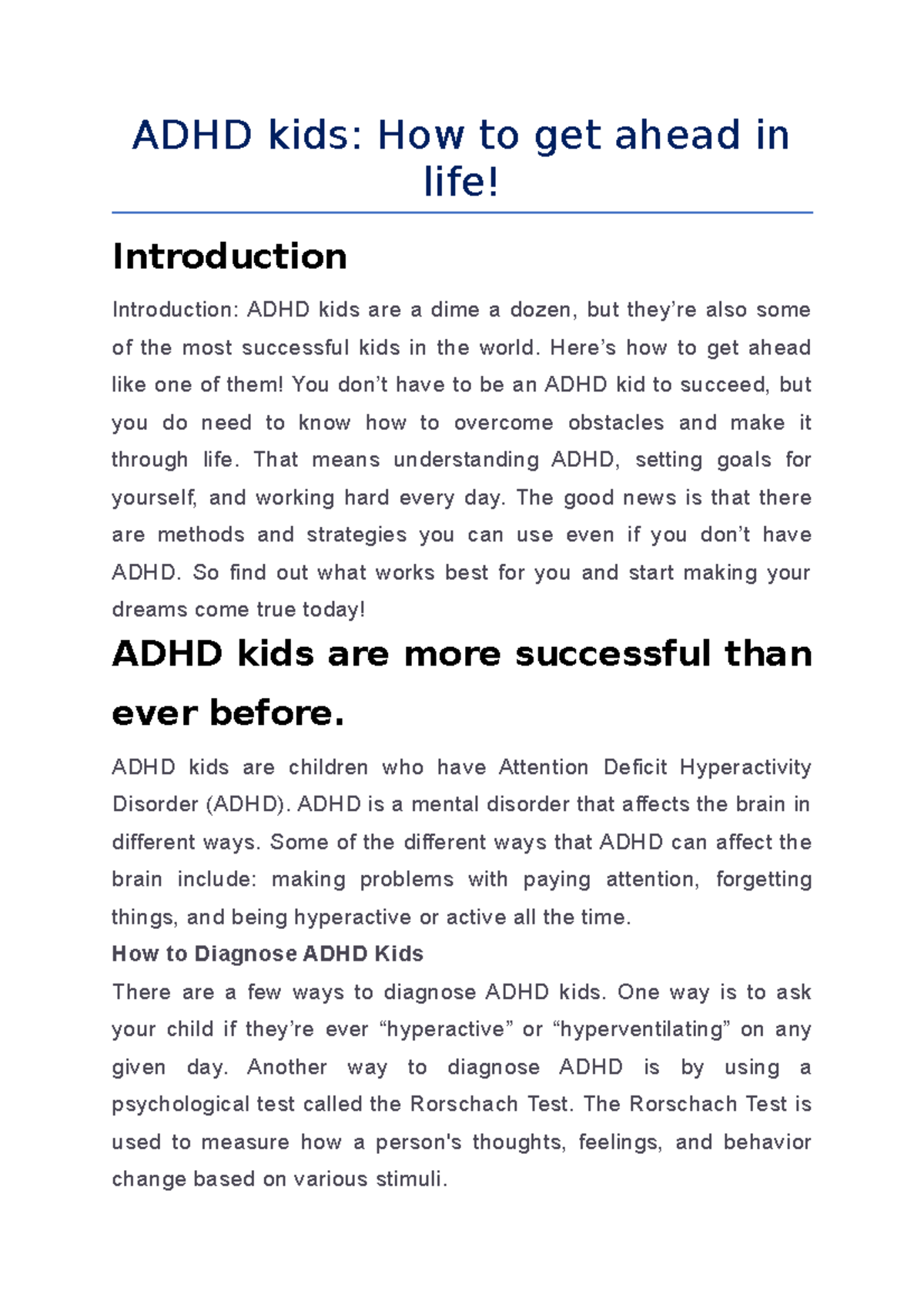 ADHD kids How to get ahead in life - ADHD kids: How to get ahead in ...