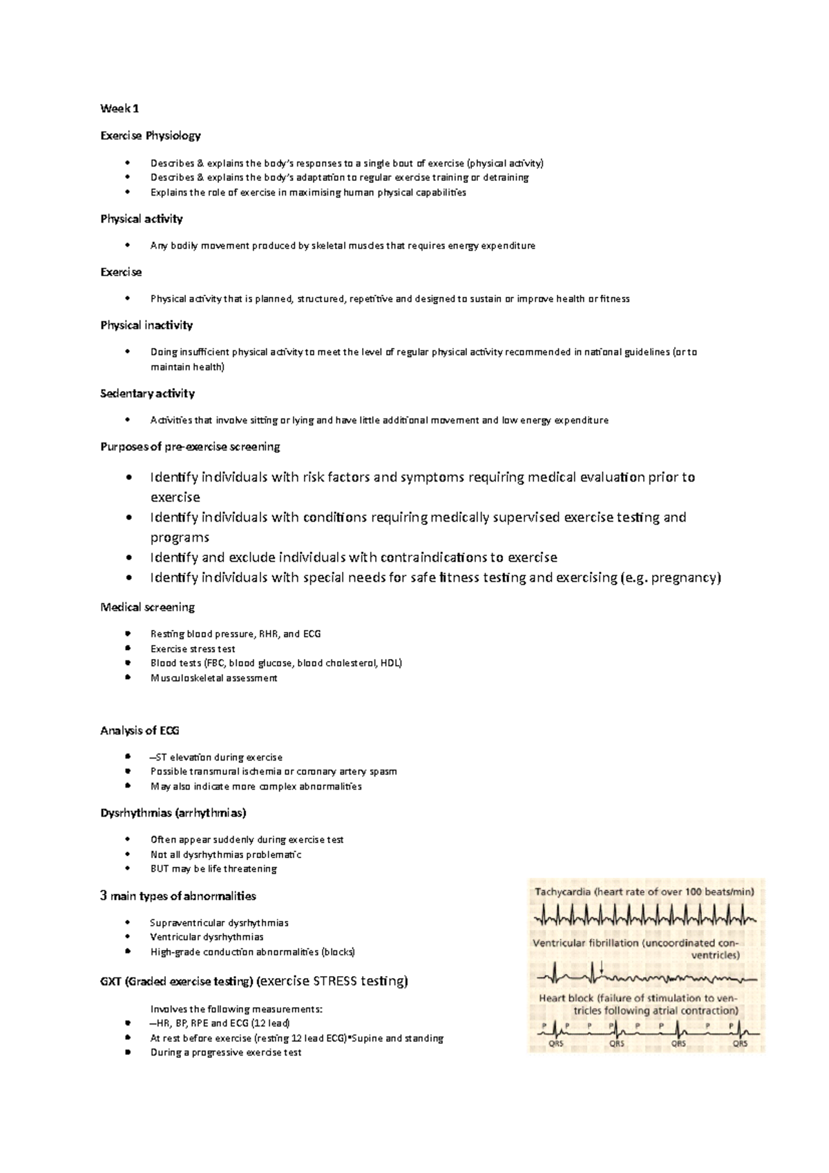 Clinical Excerise - full summary of 1-7 weeks of clinic exercise - Week ...