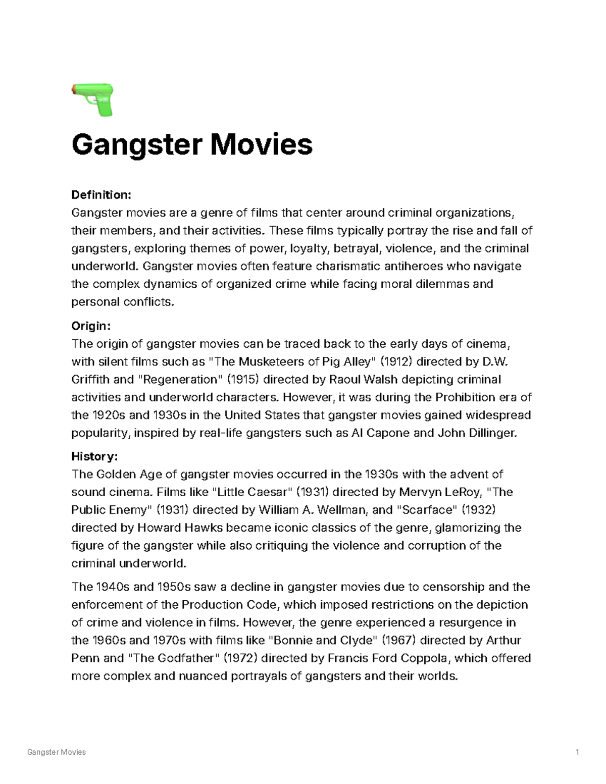 Gangster Movies - 🔫 Gangster Movies Definition: Gangster movies are a ...