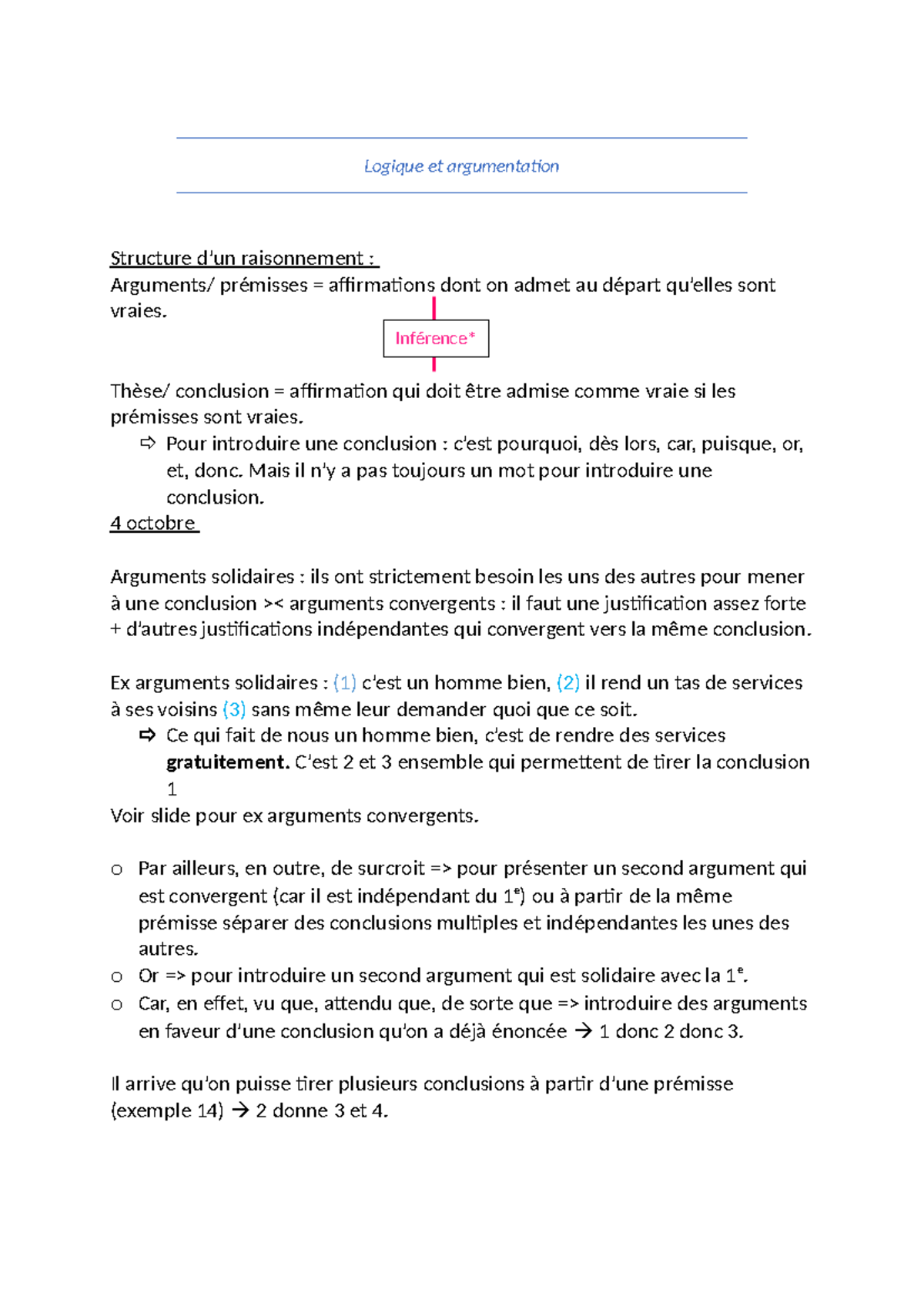 Notes - Logique et argumentation Structure d’un raisonnement ...
