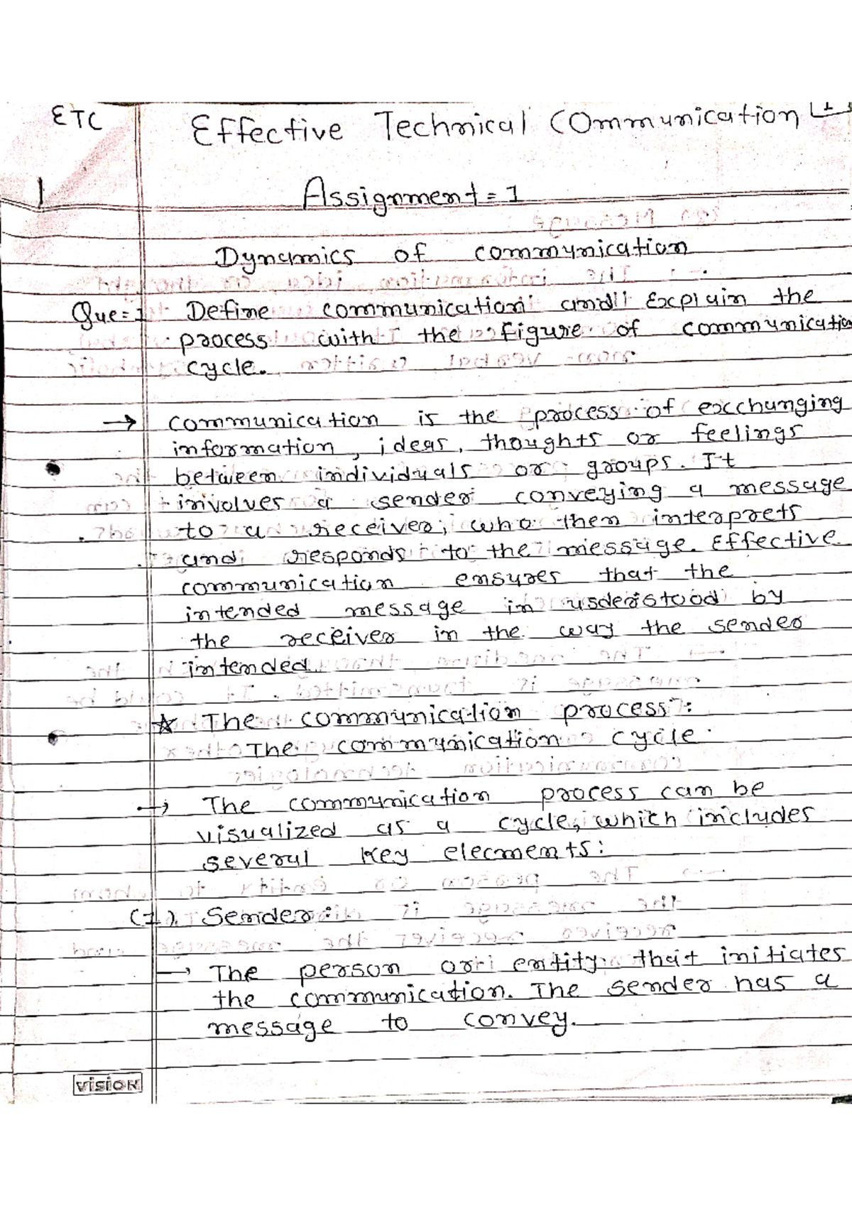 ETC Assignment - ETC Effective Technical Communication Assignment Dynamics of communication ...