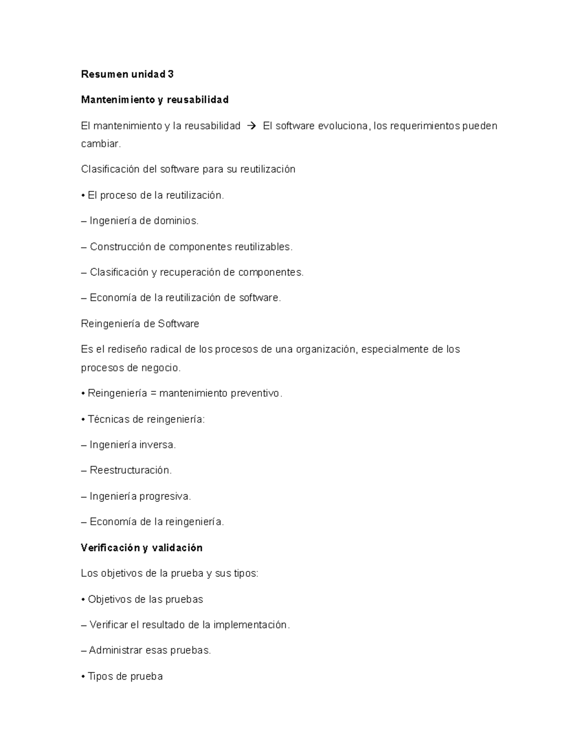 Resumen 3 - Mantenimiento y reusabilidad - Resumen unidad 3 ...