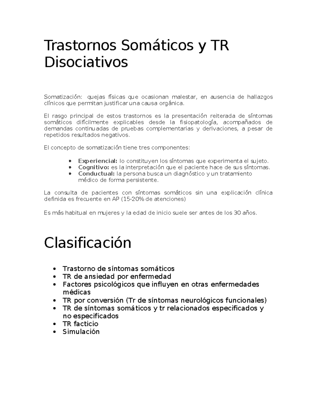Trastornos Somáticos y TR Disociativos - Trastornos Somáticos y TR Disociativos Somatización ...