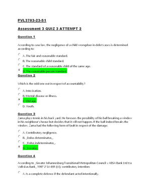 PVL3703 - Unisa - law of delict - Studocu