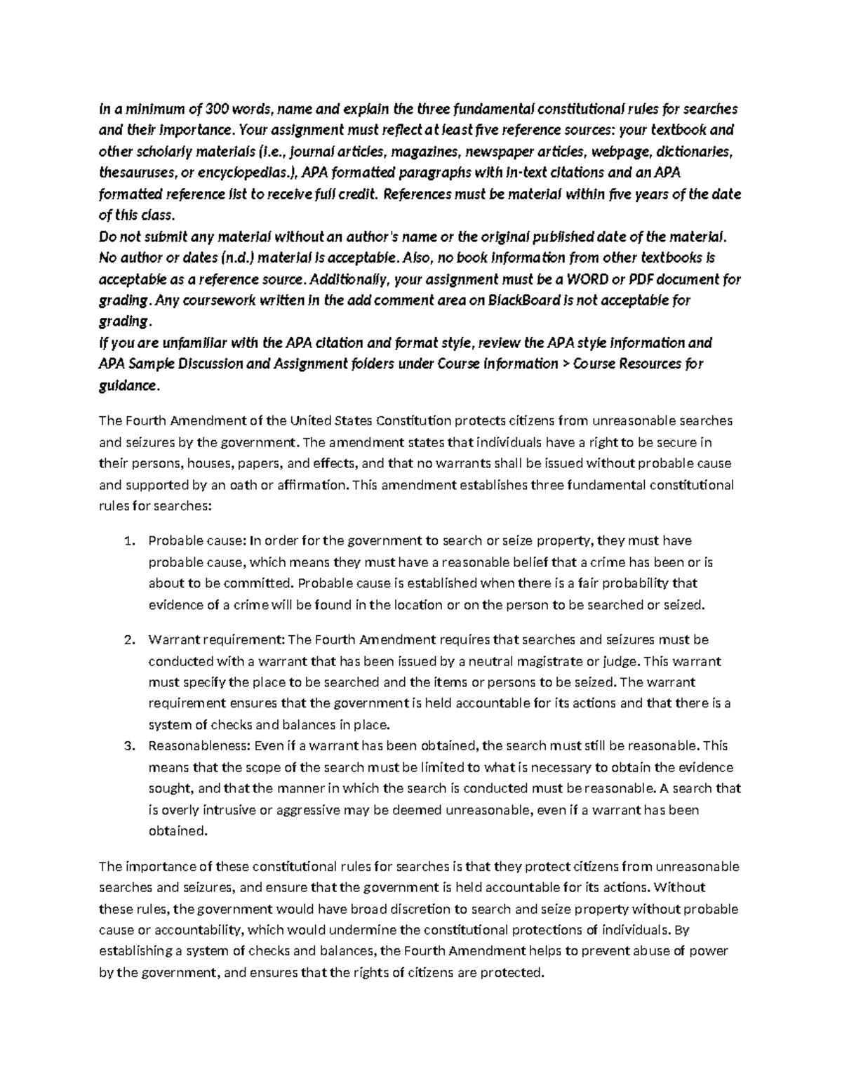 The three fundamental constitutional rules for searches and their importance - Your assignment ...