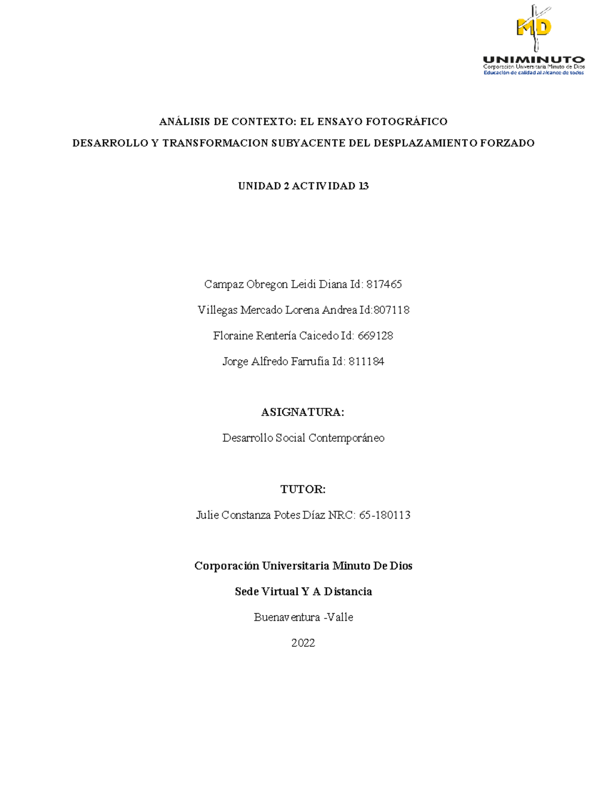 Ensayo Fotográfico Unidad 2 Actividad 13 - ANÁLISIS DE CONTEXTO: EL ...