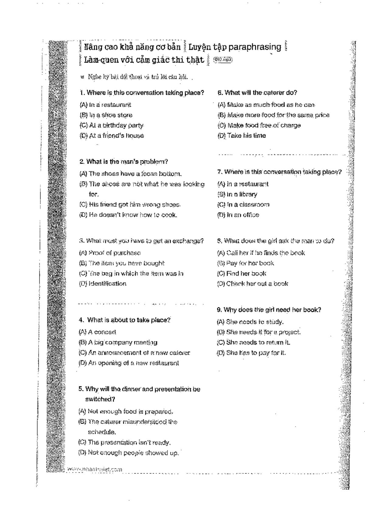 BIG STEP 2 - hoc tot nha - Näng cao kha näng CO ban I Luyên tâp paraphrasing 20 vói cám giác thi ...