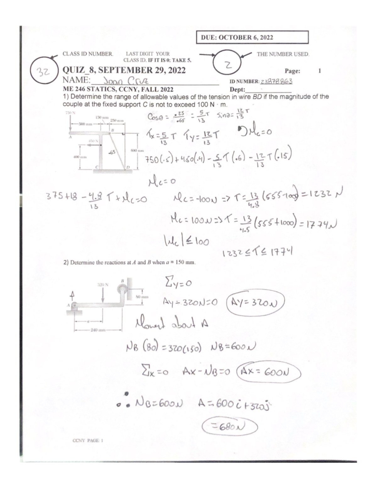 ME 246 Quiz 8 QZ - ME 24600 - Studocu