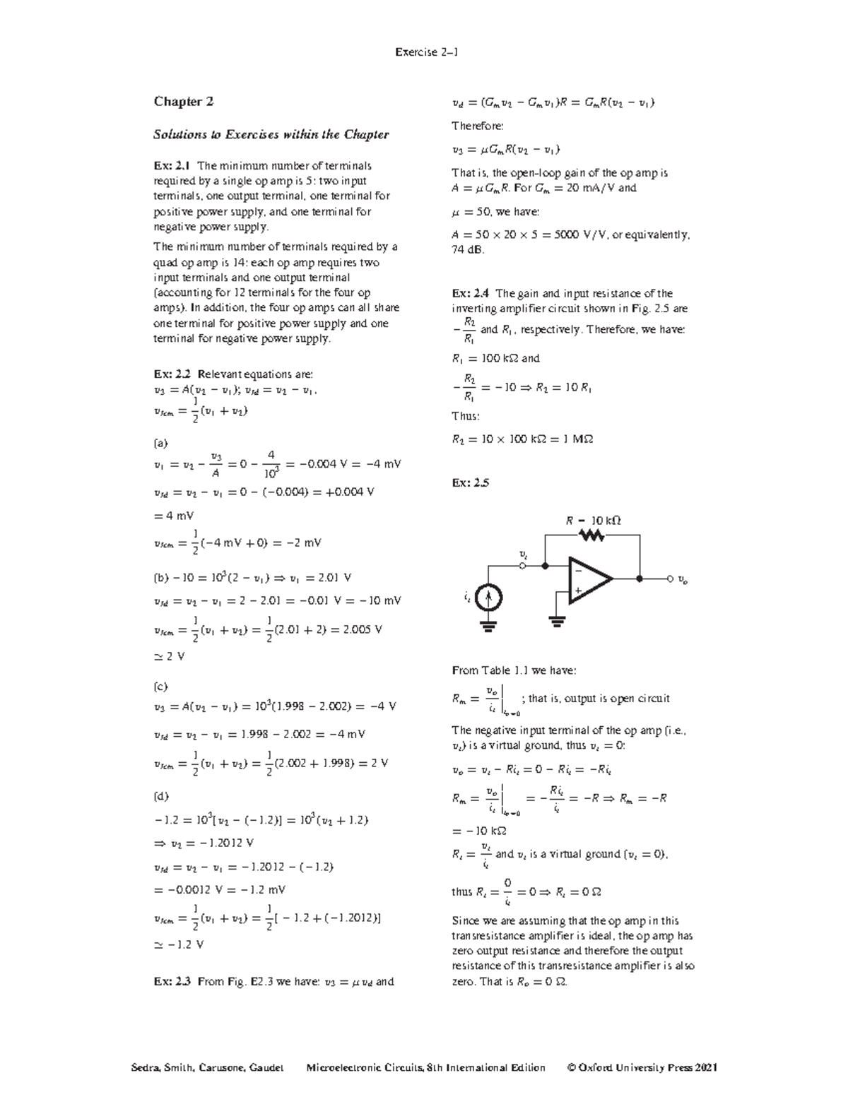 Sedra Smith 8Xe Chapter 02 Solutions - Exercise 2– Chapter 2 Solutions ...