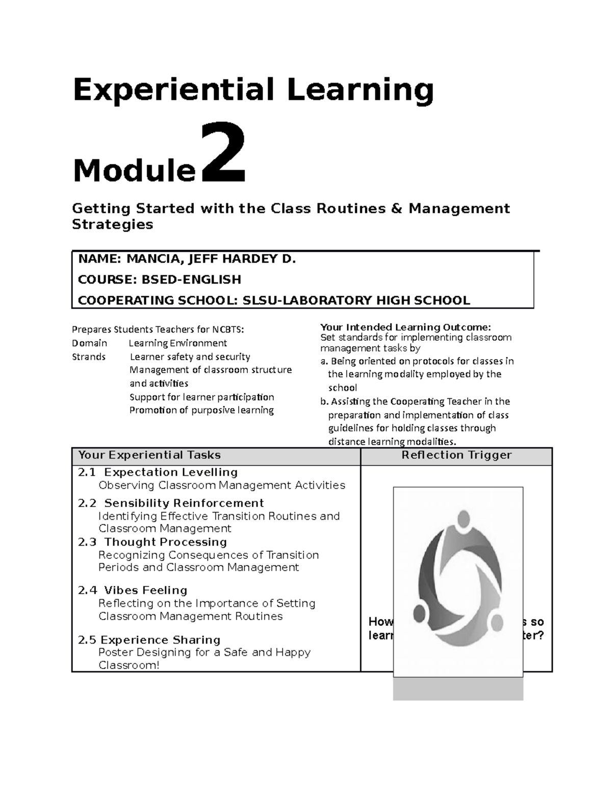 Mancia- Module 2 - Experiential Learning Module 2 Getting Started with ...