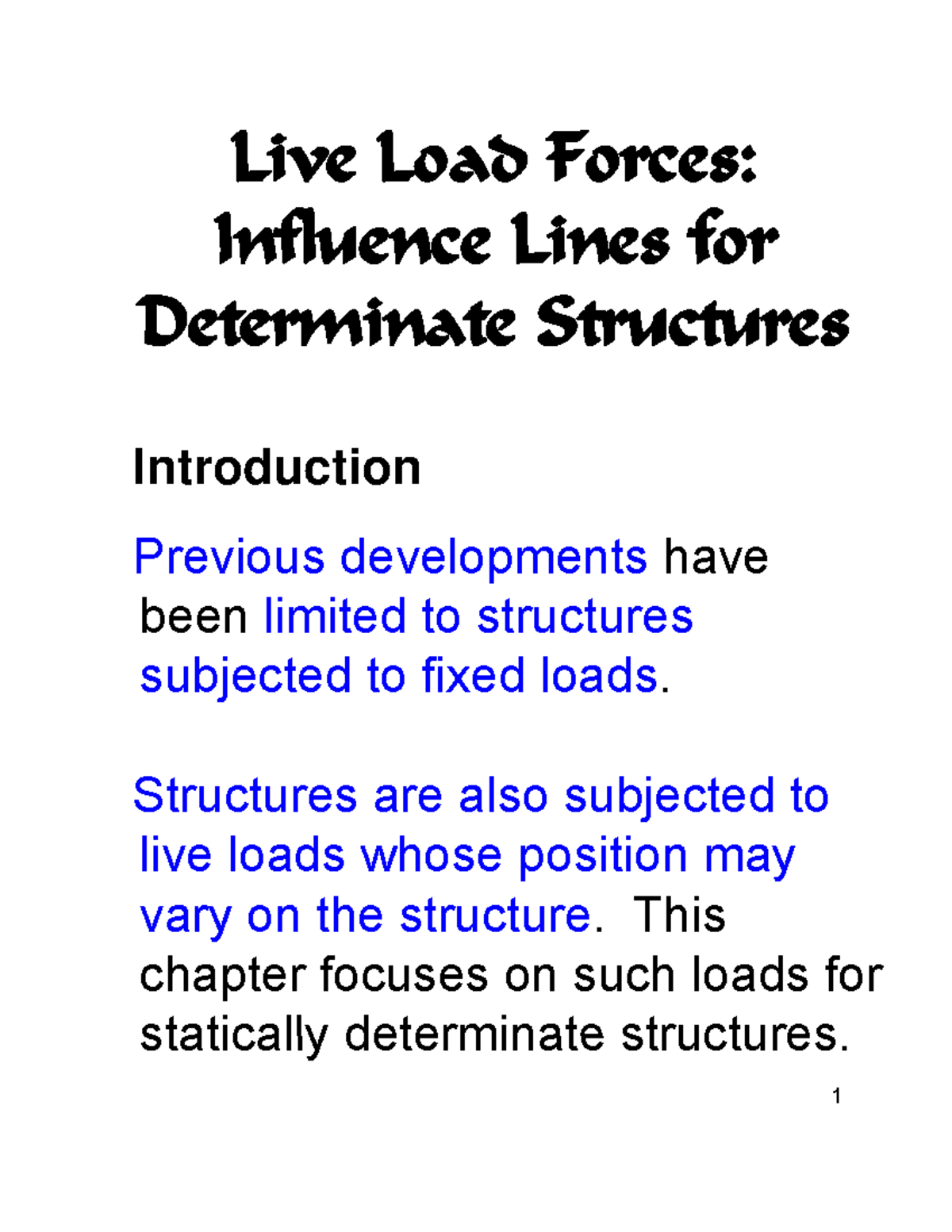 Influence Line Diagrams - Live Load Forces: Influence Lines for ...