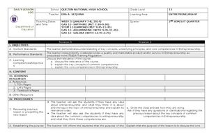 Entrep Q1 WEEK2 - edited - DAILY LESSON LOG Department of Education ...