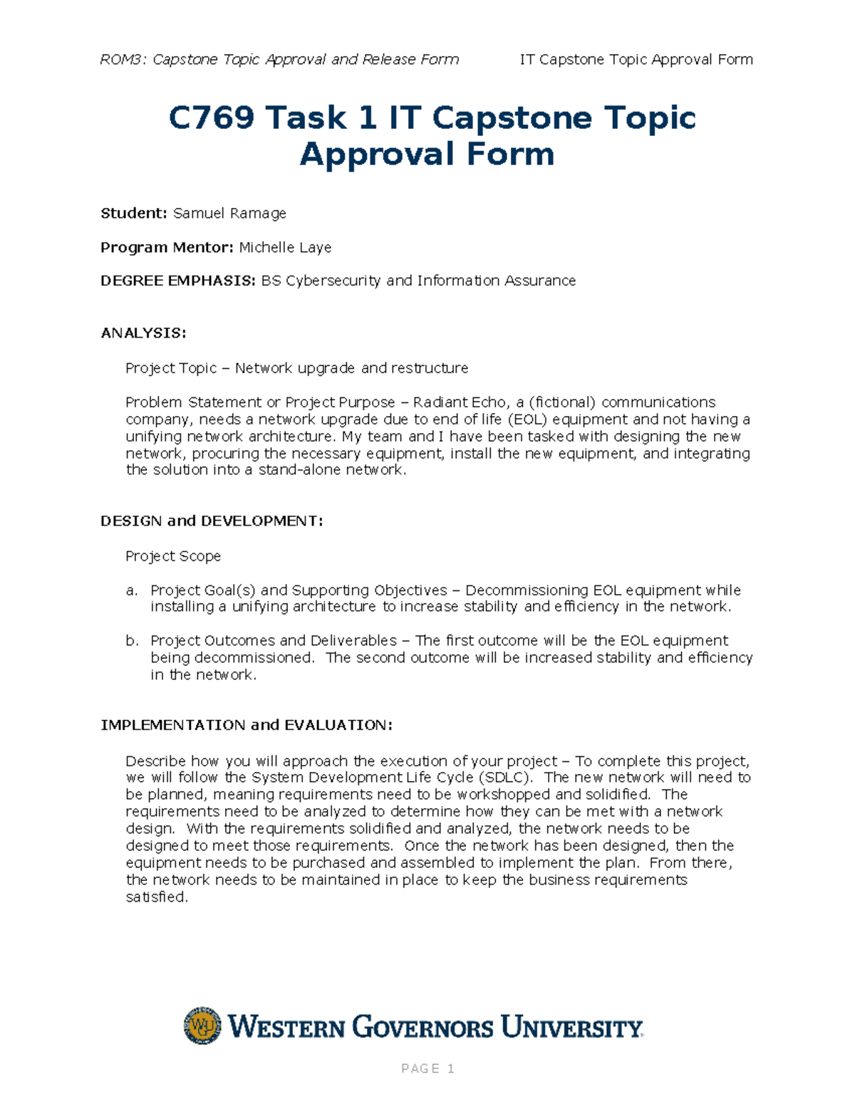IT Capstone Topic Approval Form Samuel Ramage - ROM3: Capstone Topic ...