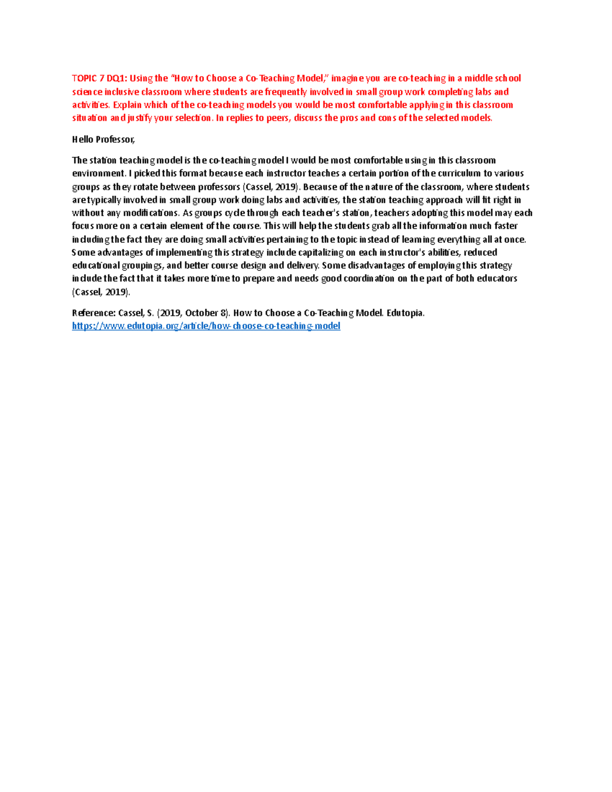 SPD-200 TOPIC 7 DQ1 - TOPIC 7 DQ1: Using the “How to Choose a Co ...