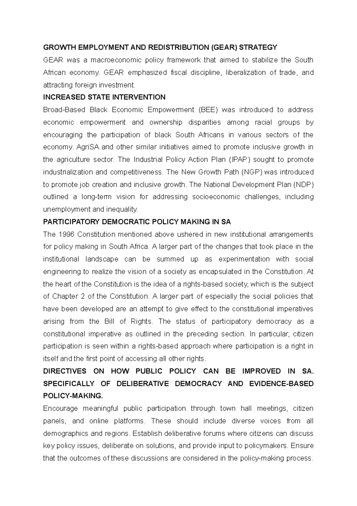 PADM 321 Essays - Continuation essay - GROWTH EMPLOYMENT AND ...