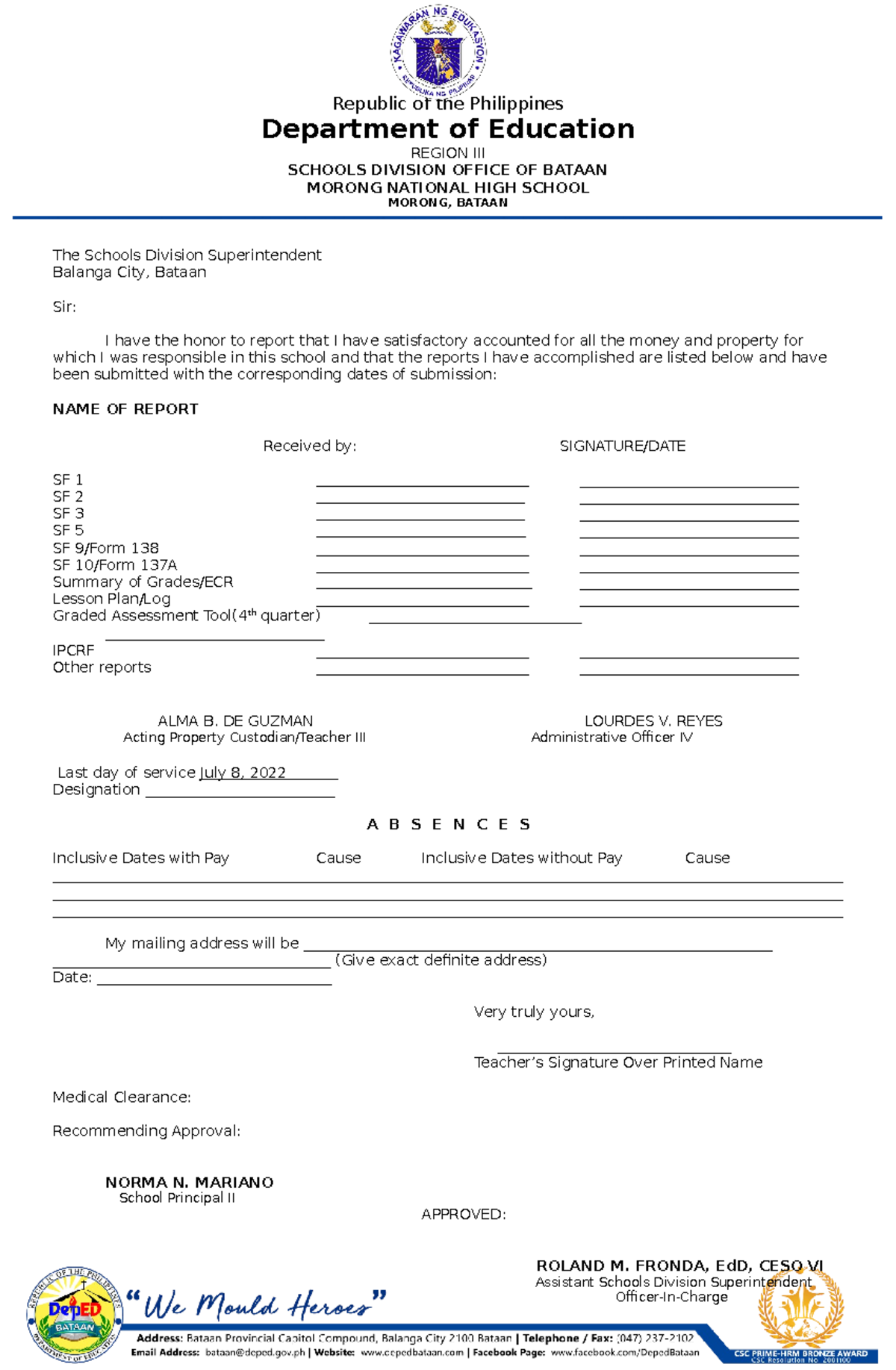 Clearance-Copy - clearance - Republic of the Philippines Department of ...