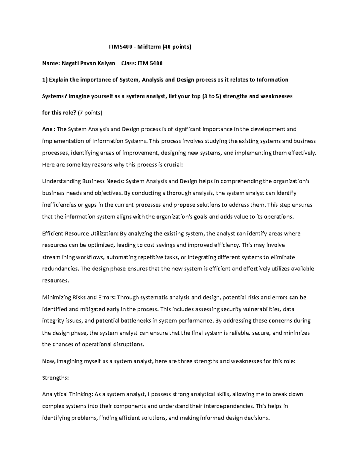 ITM5400 Nagati - sample - ITM5400 - Midterm (40 points) Name: Naga琀椀 ...