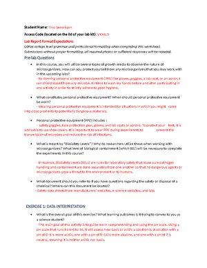 Microbio Worksheet 4 - Student Name: Hannah Beals Access Code (located ...