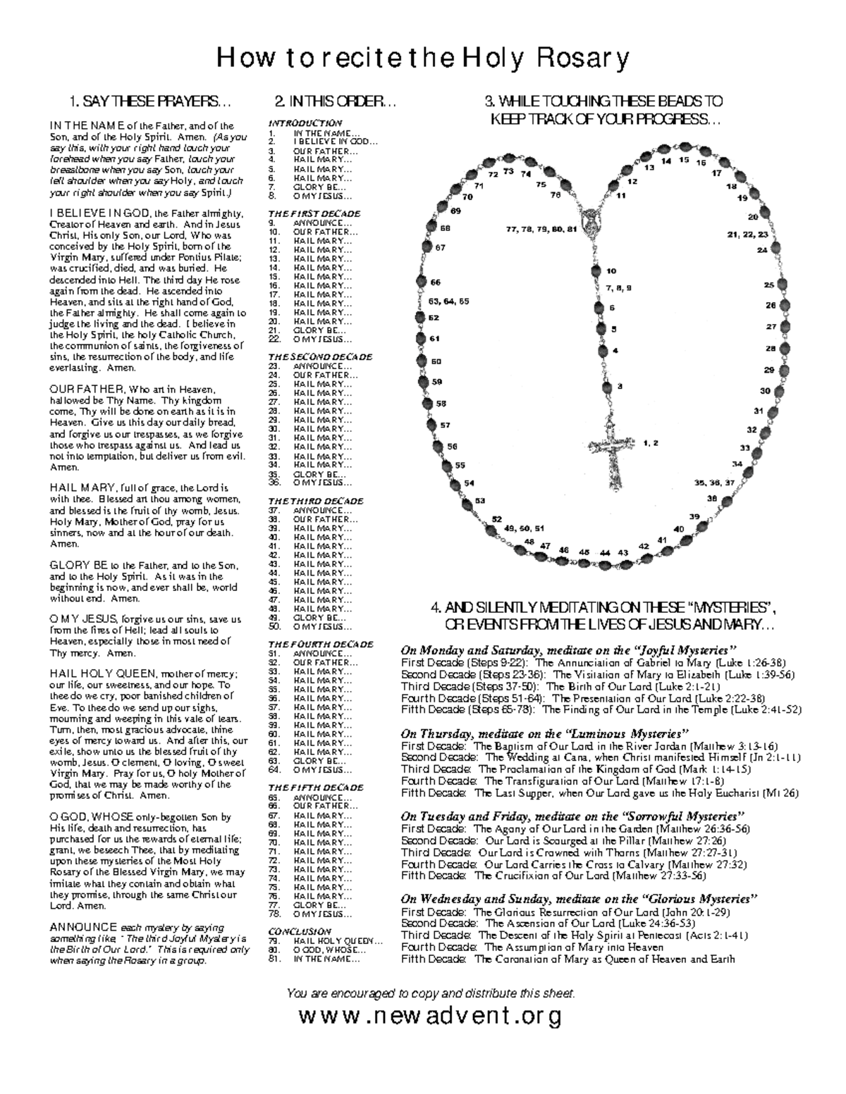 Rosary - How to recite the Holy Rosary 1. SAY THESE PRAYERS... IN THE ...