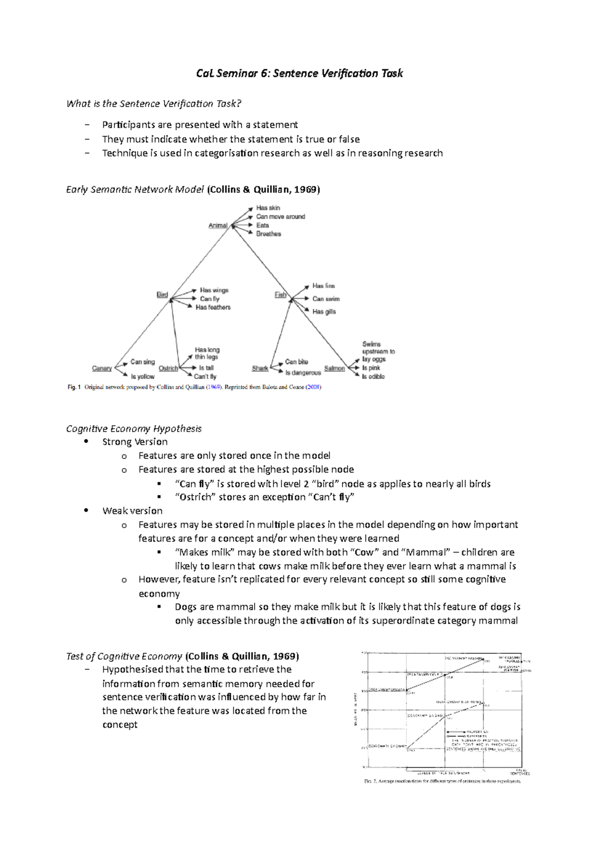 Sentence Verification Task - o L1 Shark o L2 Bird o L3 Animal Also ...