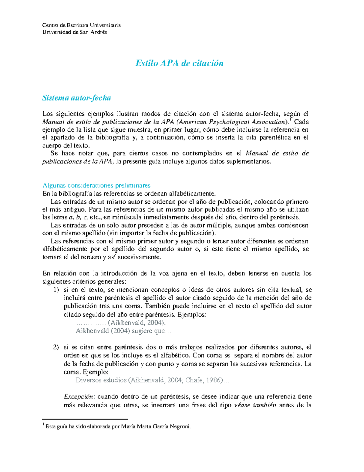 M0 APA - normas apa - Universidad de San Andrés Estilo APA de citación ...